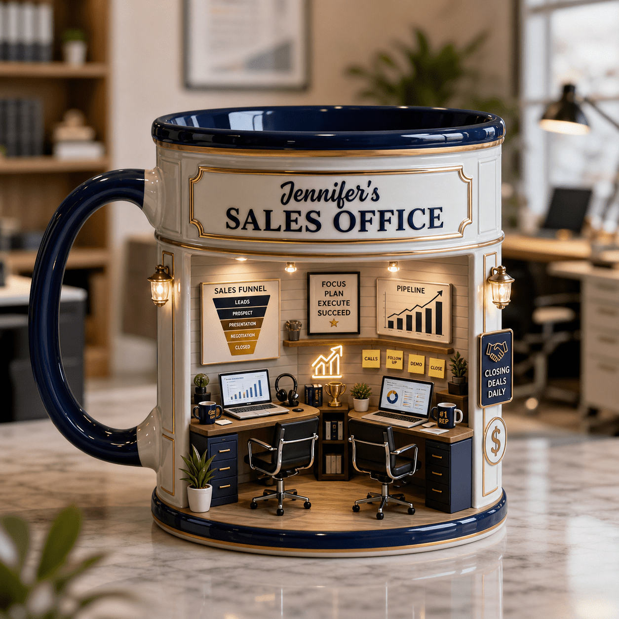 Custom Name Sales Representative Mug, Personalized 3D Effect Sales ...