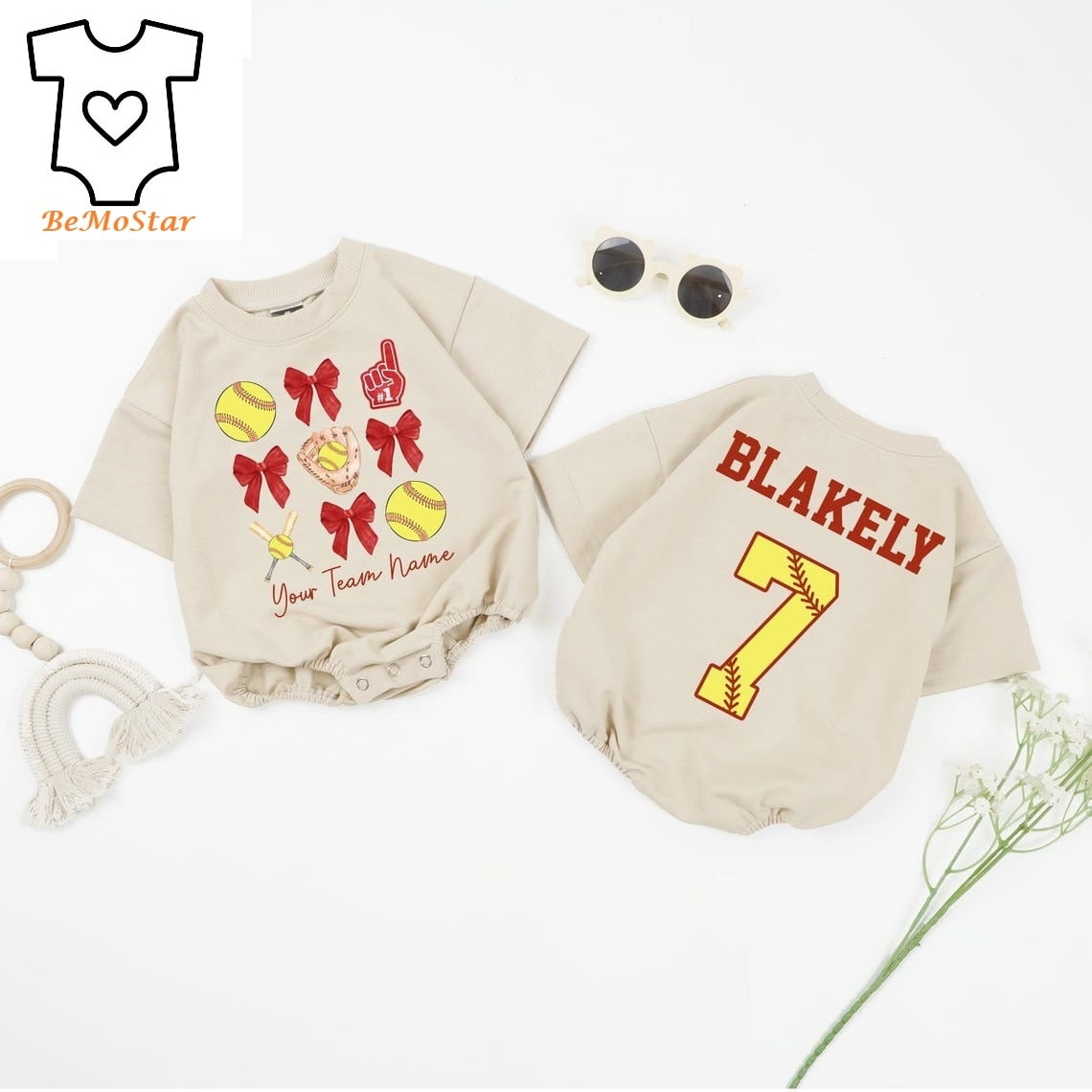 Custom Name Softball Romper, Custom Number Softball Romper, Game Day ...