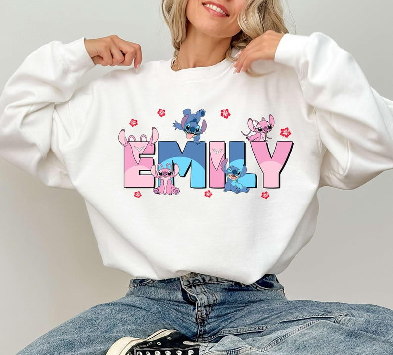 Custom Name Stitch and Angel Shirt, Lilo and Stitch Custom Girl Boy ...