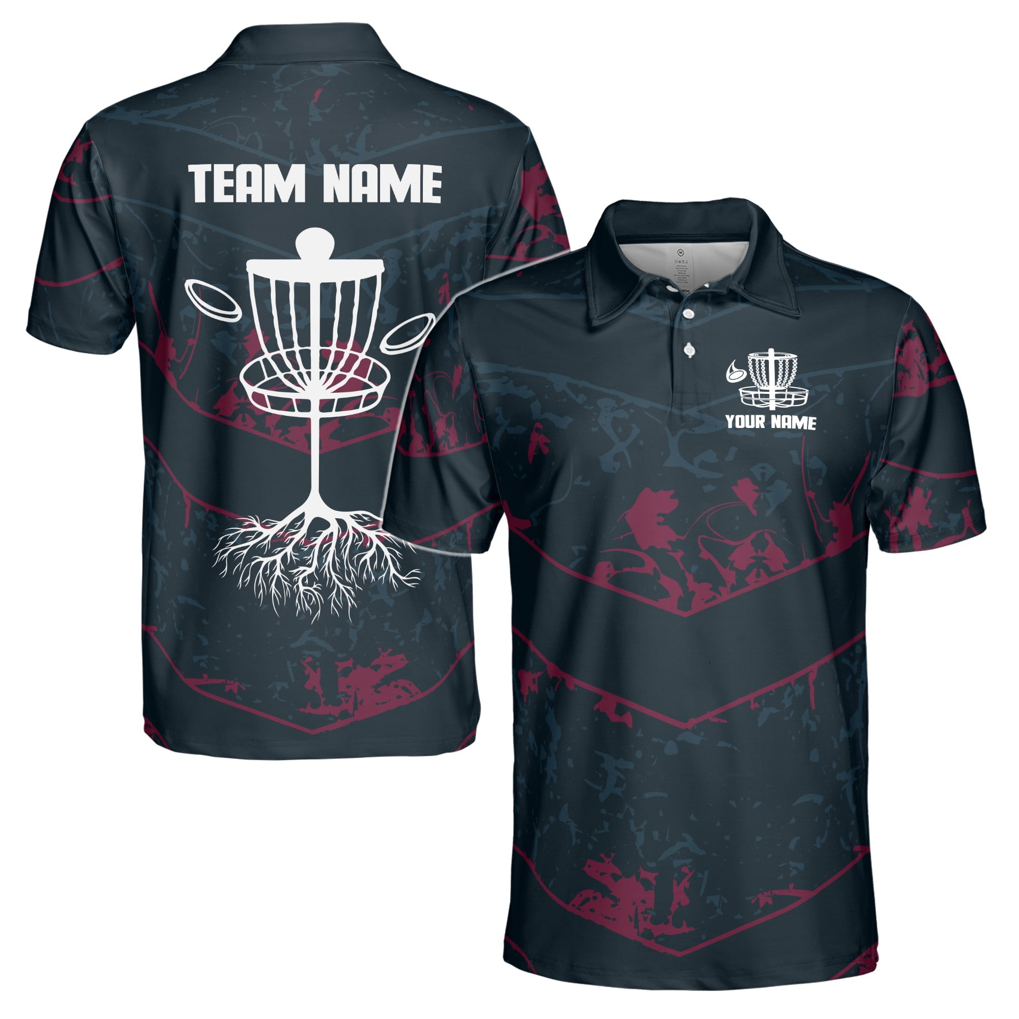 Custom Name Team Name Disc Golf Lover Black Red Men's Polo Shirt S-5XL ...