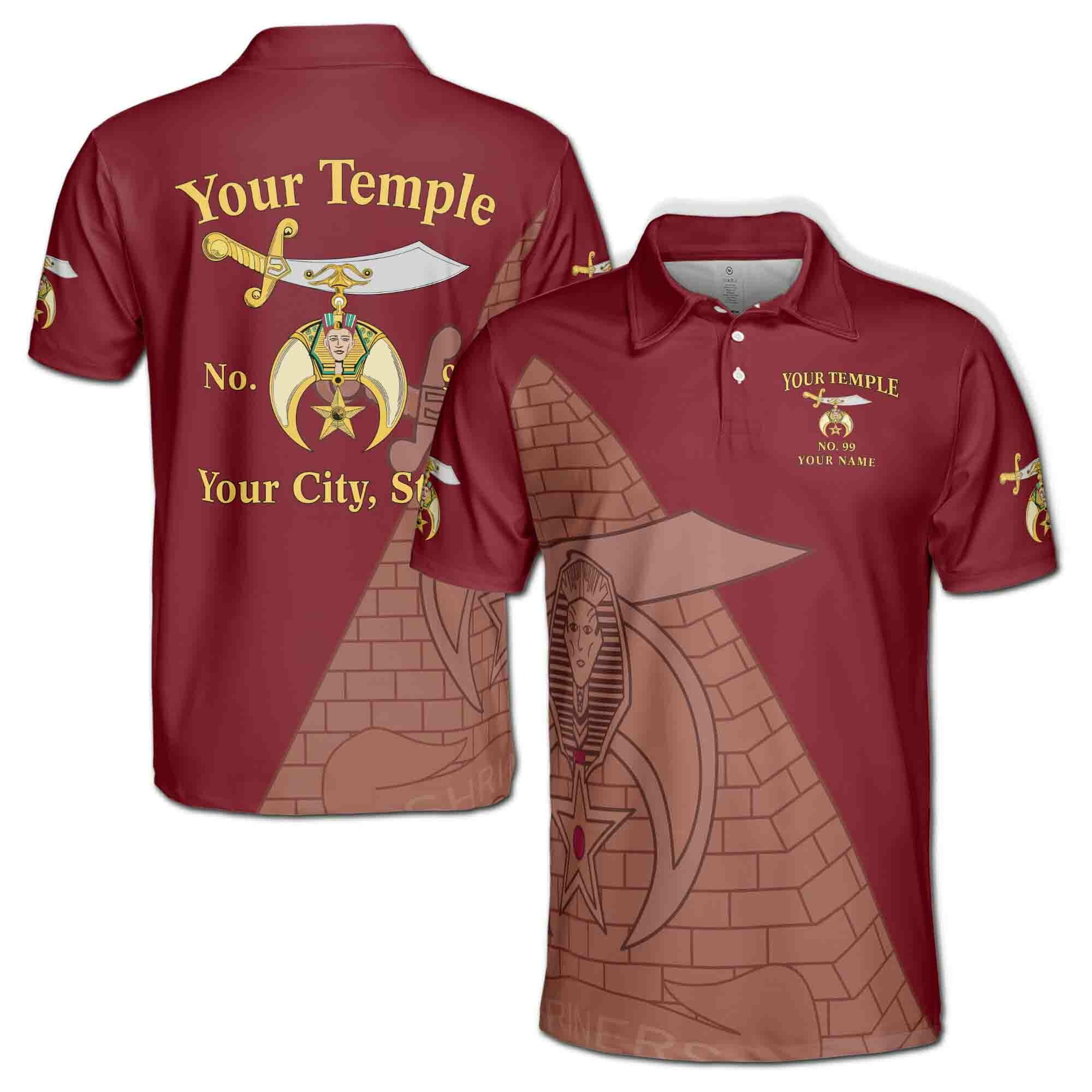 Custom Name Temple Shriners Noble Ancient Men's Polo Shirt S-5XL ...