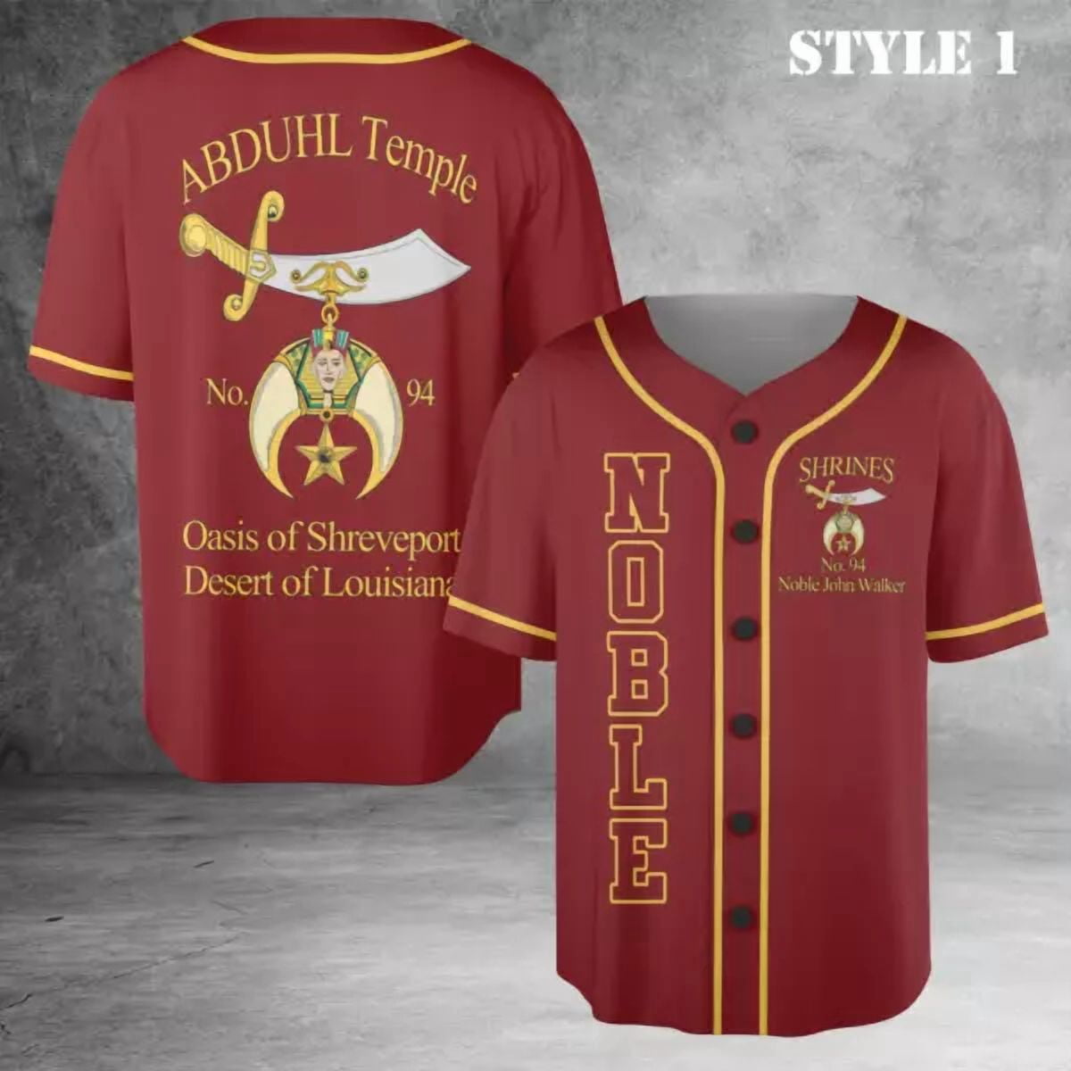 Custom Name Temple Shriners Noble Freemason 3D Baseball Jersey Shirt ...