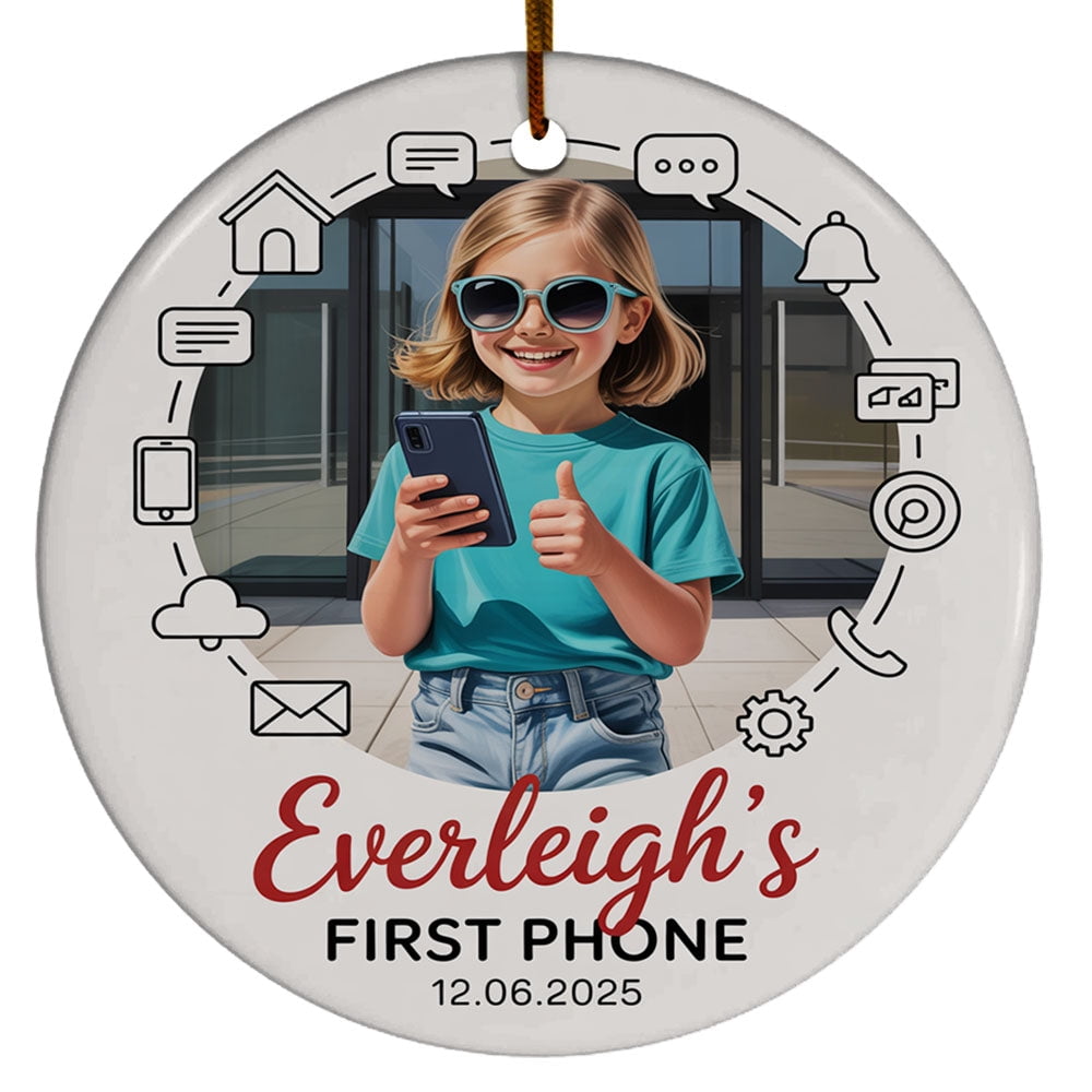 Custom Name Text 1st Cell Phone Christmas Ornament 2025 - Date/Name ...