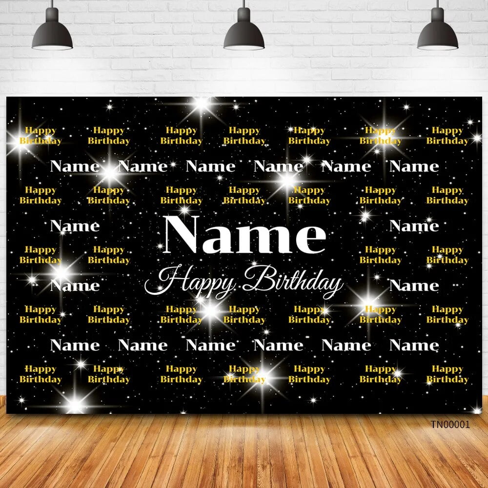 Custom Name Text Photo Gold Glitter Birthday Party Banner Backgrounds ...
