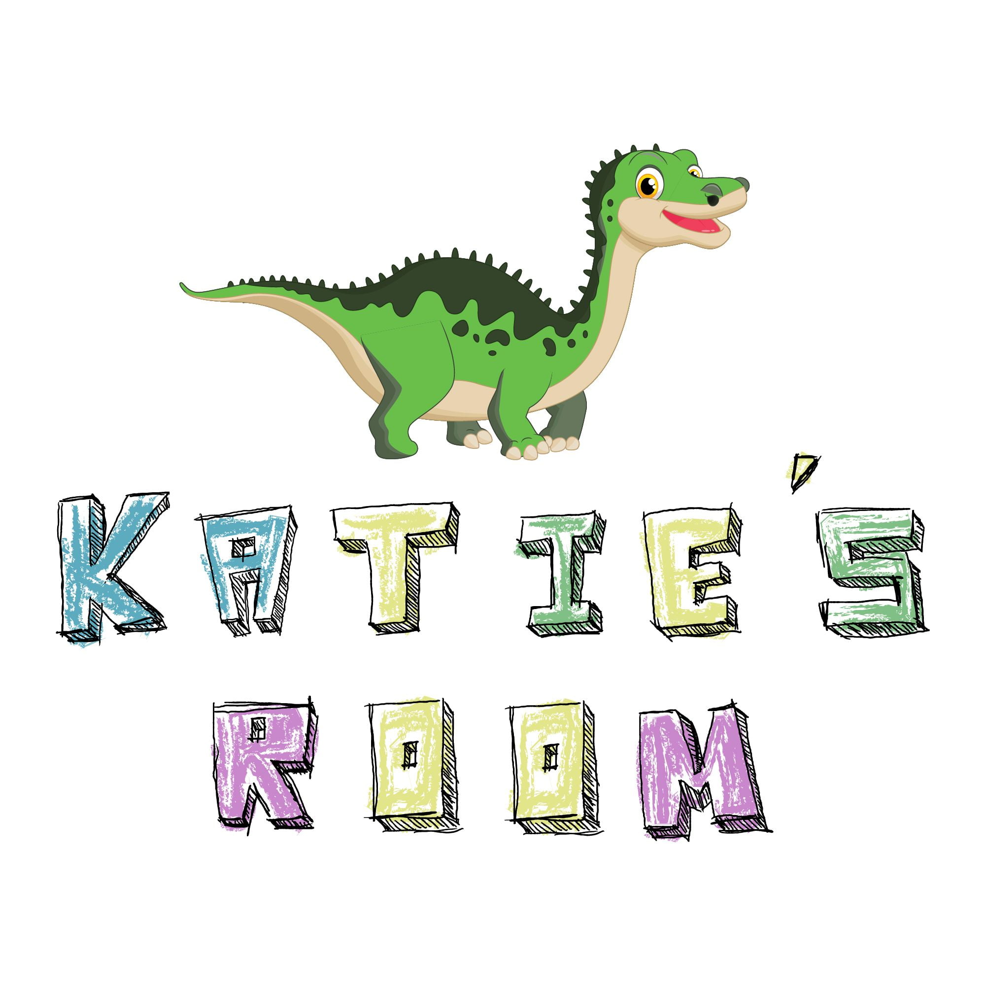 Custom Name Tyrannosaurus Dinosaur ArtWall Decal Decoration Joyful ...