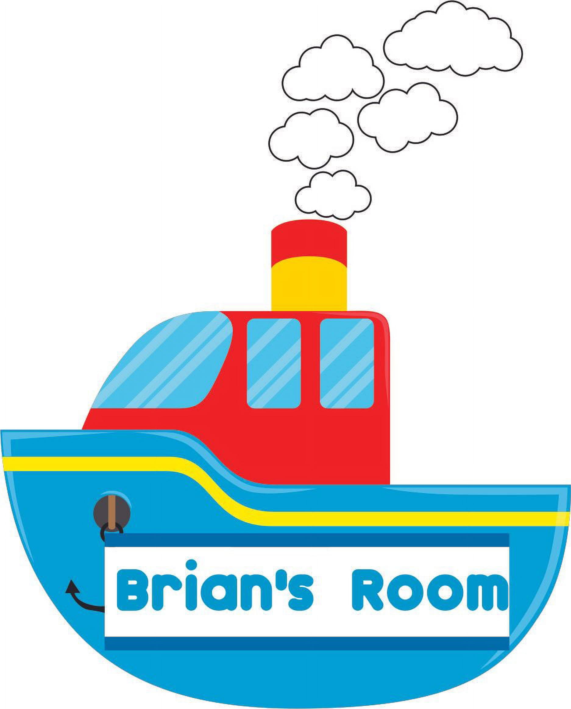 Custom Name Vinyl Wall Decal for Home - Cute Boat Tug Boats Ocean Open ...