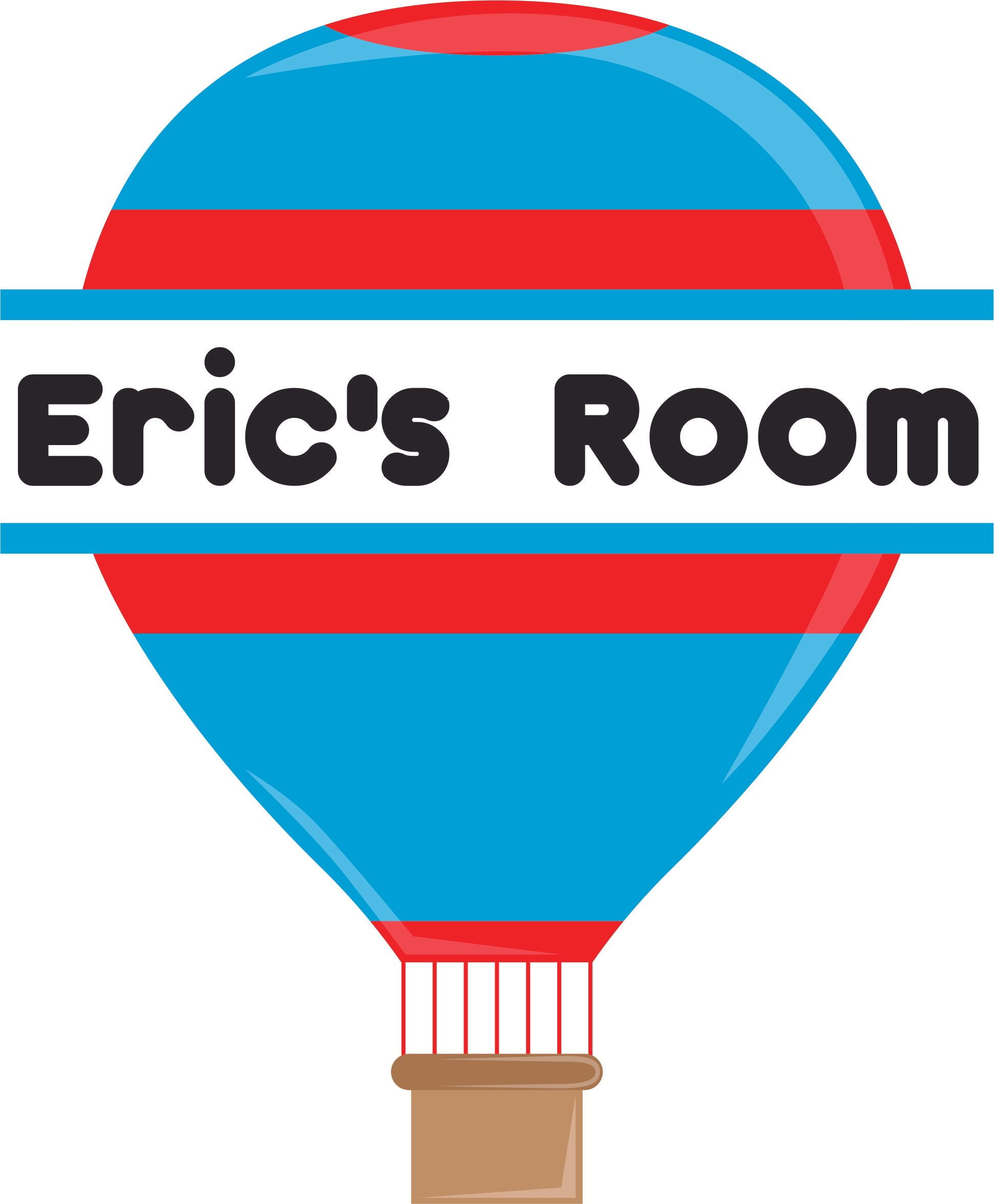 Custom Name Vinyl Wall Decal for Home - Hot Air Balloon Floating in Air ...