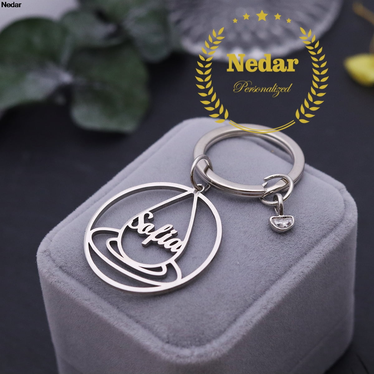 Custom Name Water Drop Stainless Steel Geometric Circle Nameplate ...
