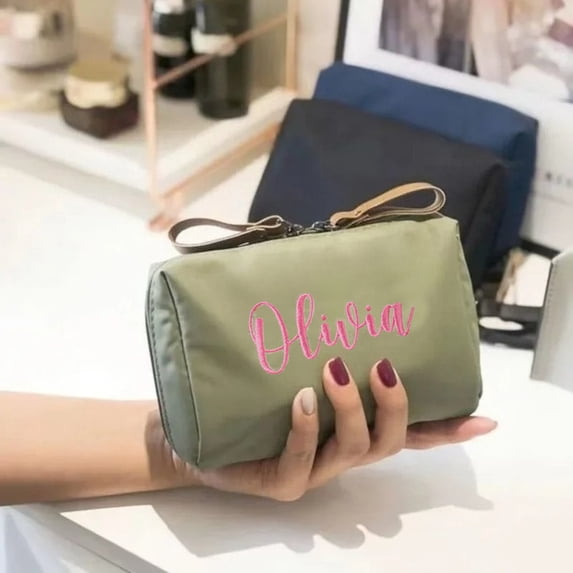 Custom Name Waterproof Nylon Portable Double Zipper Storage Bag ...