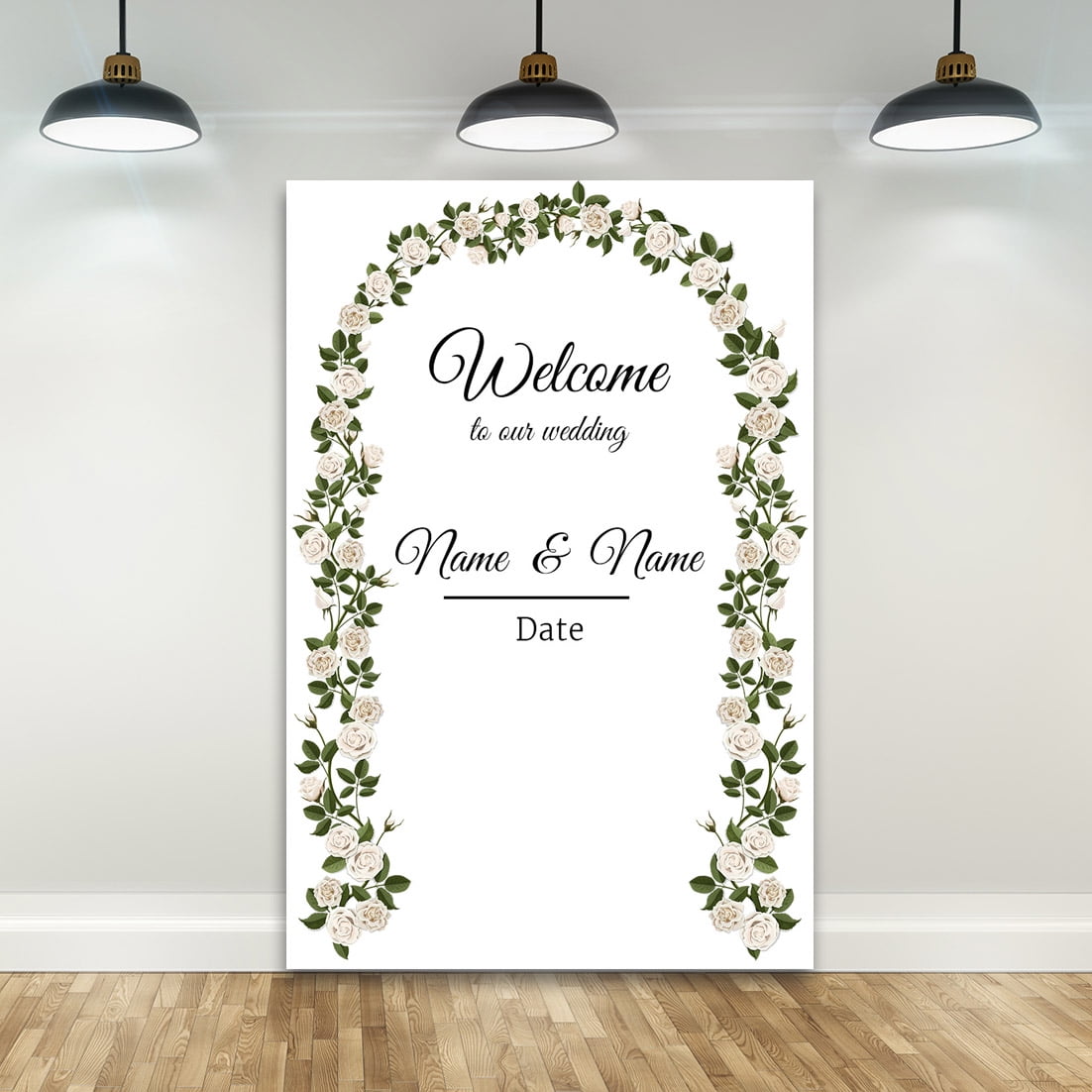 Custom Name Welcome to Wedding Photography Backdrop Leaves White ...