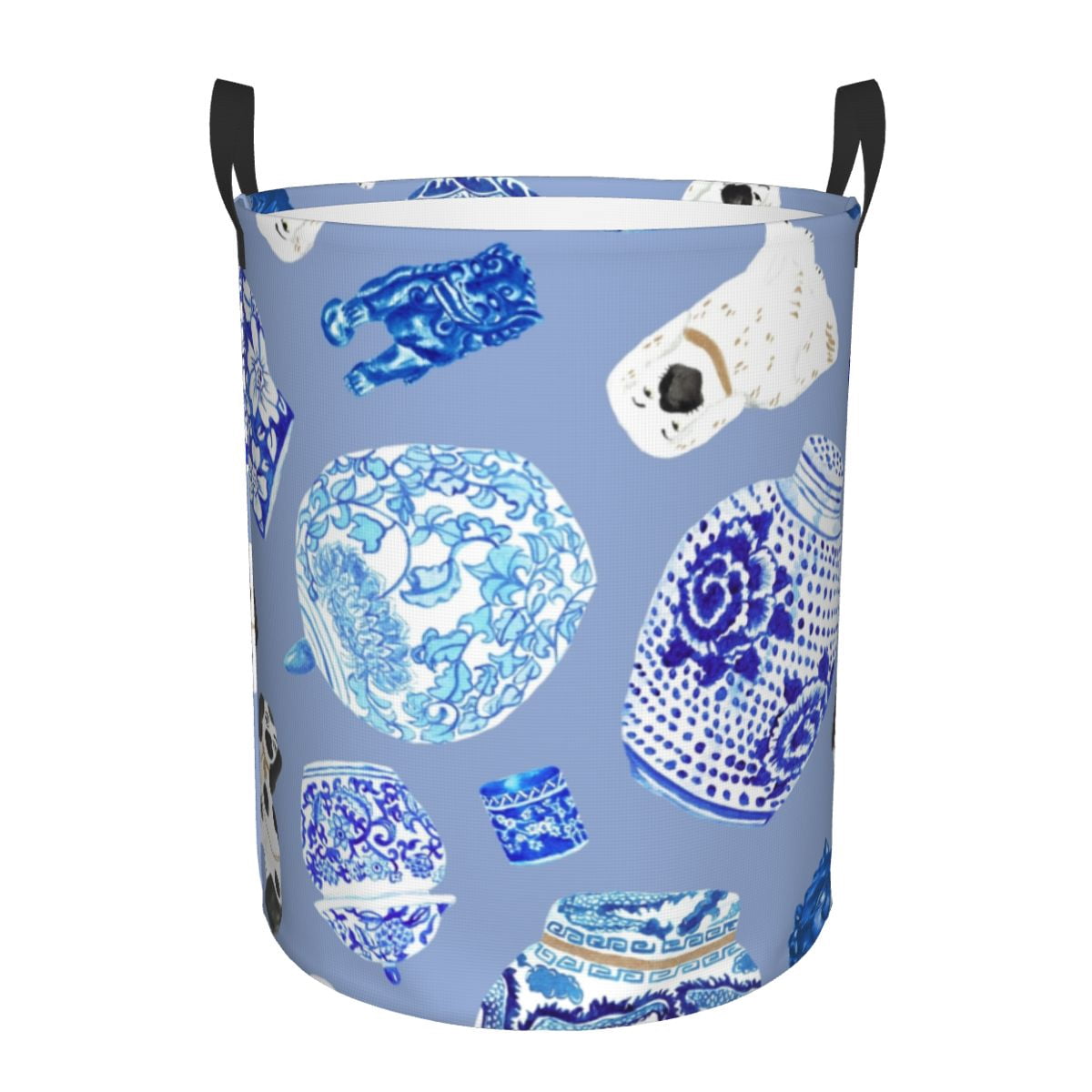 Custom Nanjing Pagoda Tea Garden Chinoiserie Jade Laundry Basket Retro ...