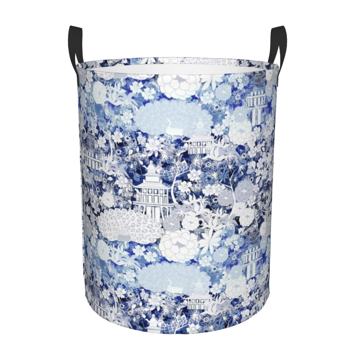 Custom Nanjing Pagoda Tea Garden Chinoiserie Jade Laundry Basket Retro ...