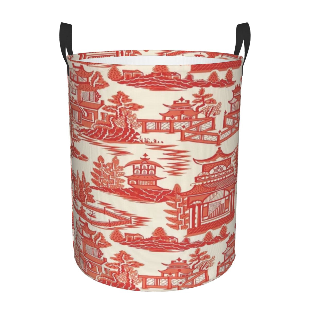 Custom Nanjing Pagoda Tea Garden Chinoiserie Jade Laundry Basket Retro ...