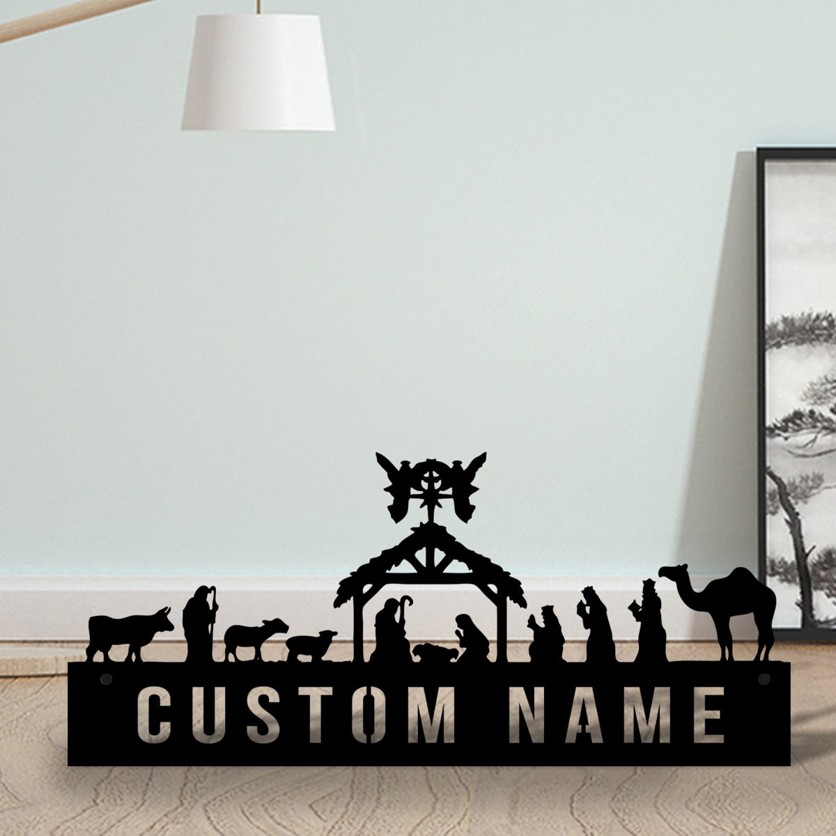 Custom Nativity Scene Christmas Desk Name Plate Wedge Personalized ...