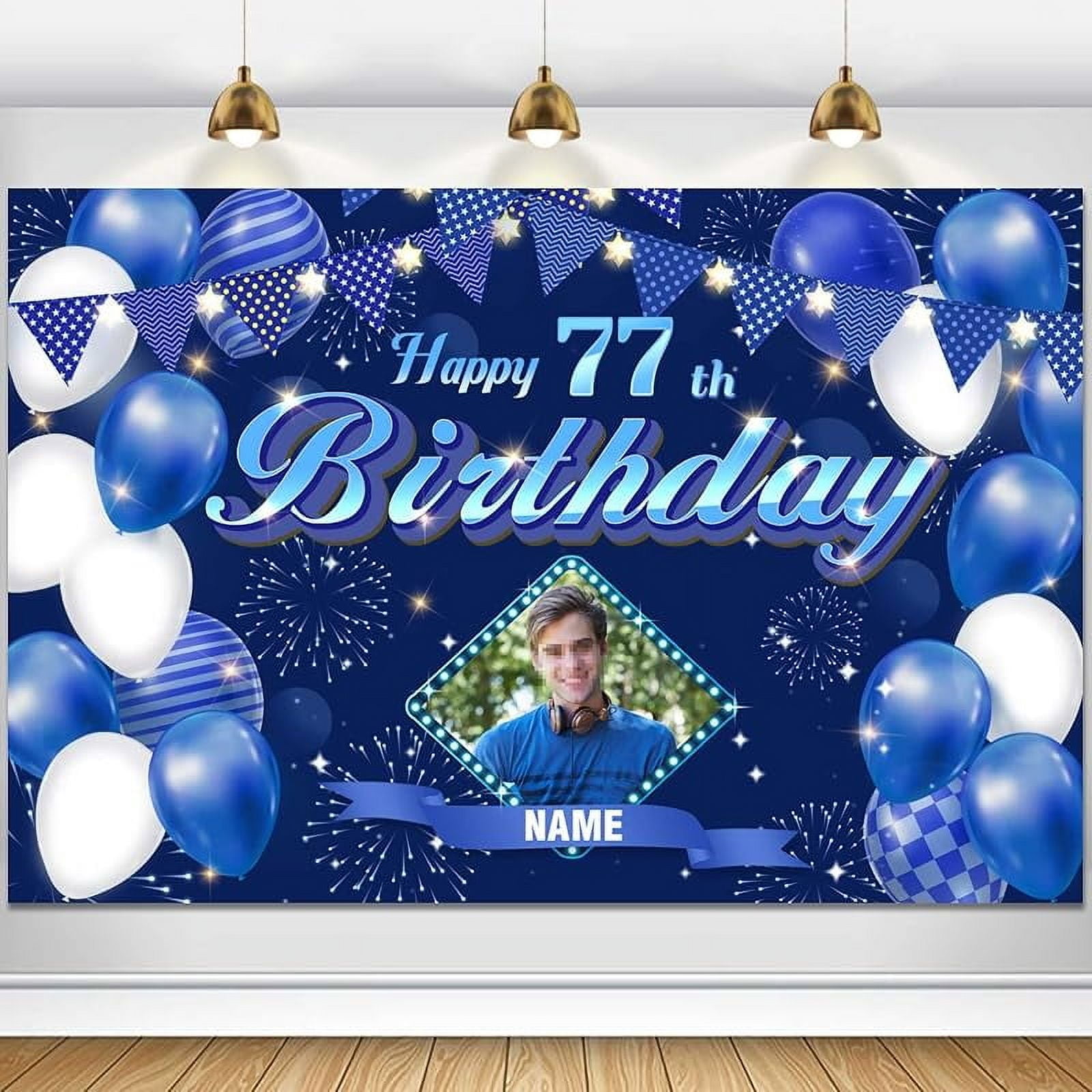 Custom Navy Blue Happy 15th Birthday Decorations Backdrop, Glitter Birthday Backdrop Sign, Happy ...