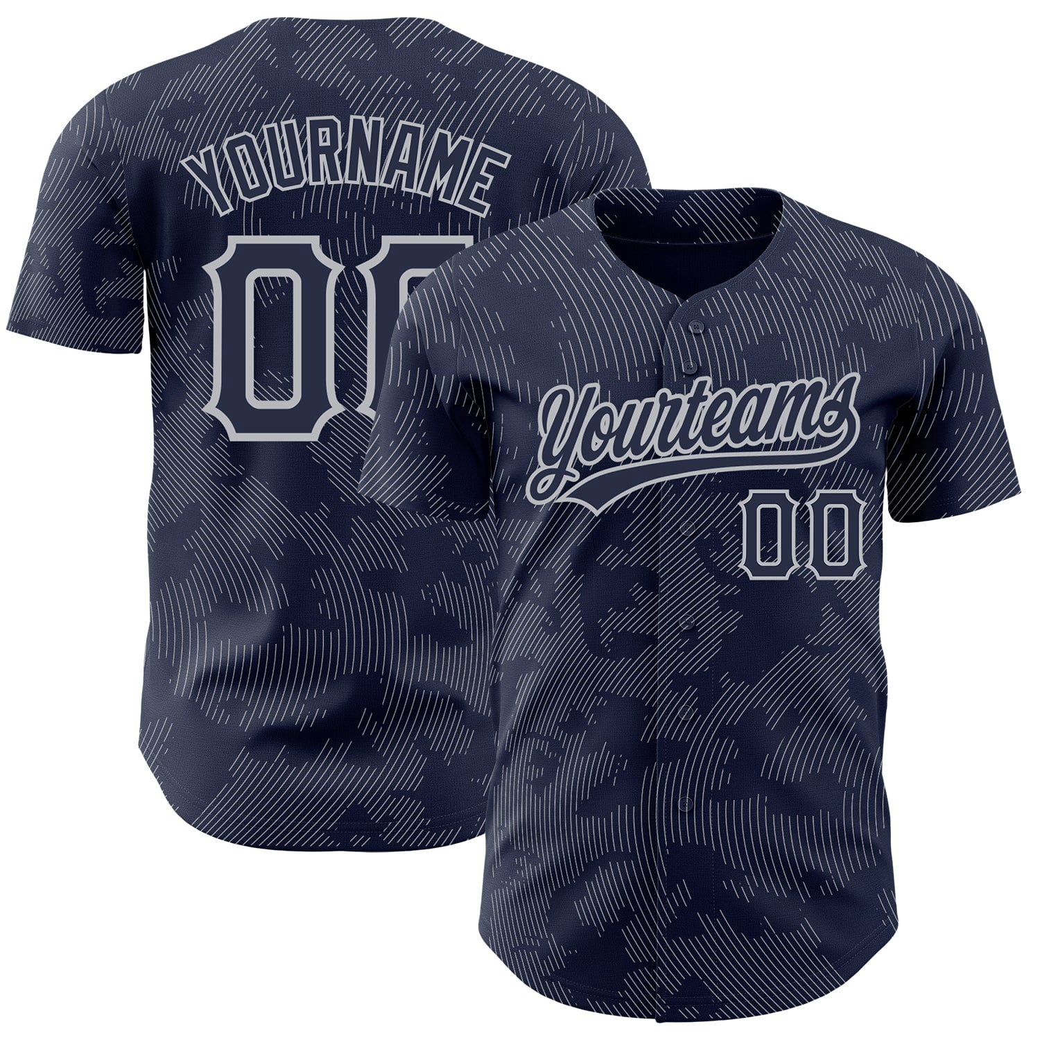Custom Navy Gray 3D Pattern Design Curve Lines Authentic Baseball ...
