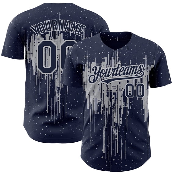Custom Navy Gray 3D Pattern Design Dripping Splatter Art Authentic ...