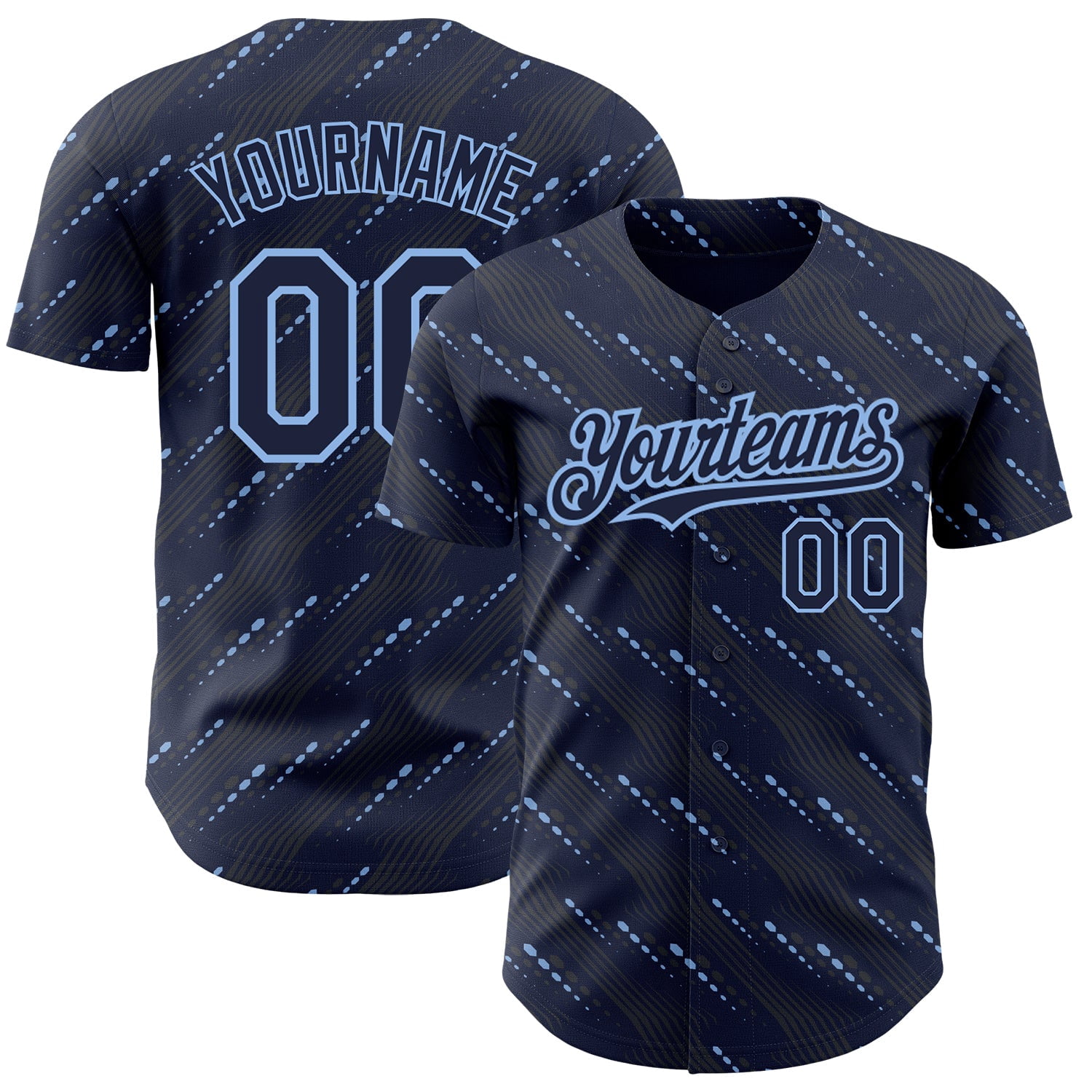 Custom Navy Light Blue 3D Pattern Design Slant Lines Authentic Baseball ...