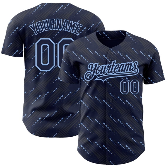 Custom Navy Light Blue 3D Pattern Design Slant Lines Authentic Baseball ...