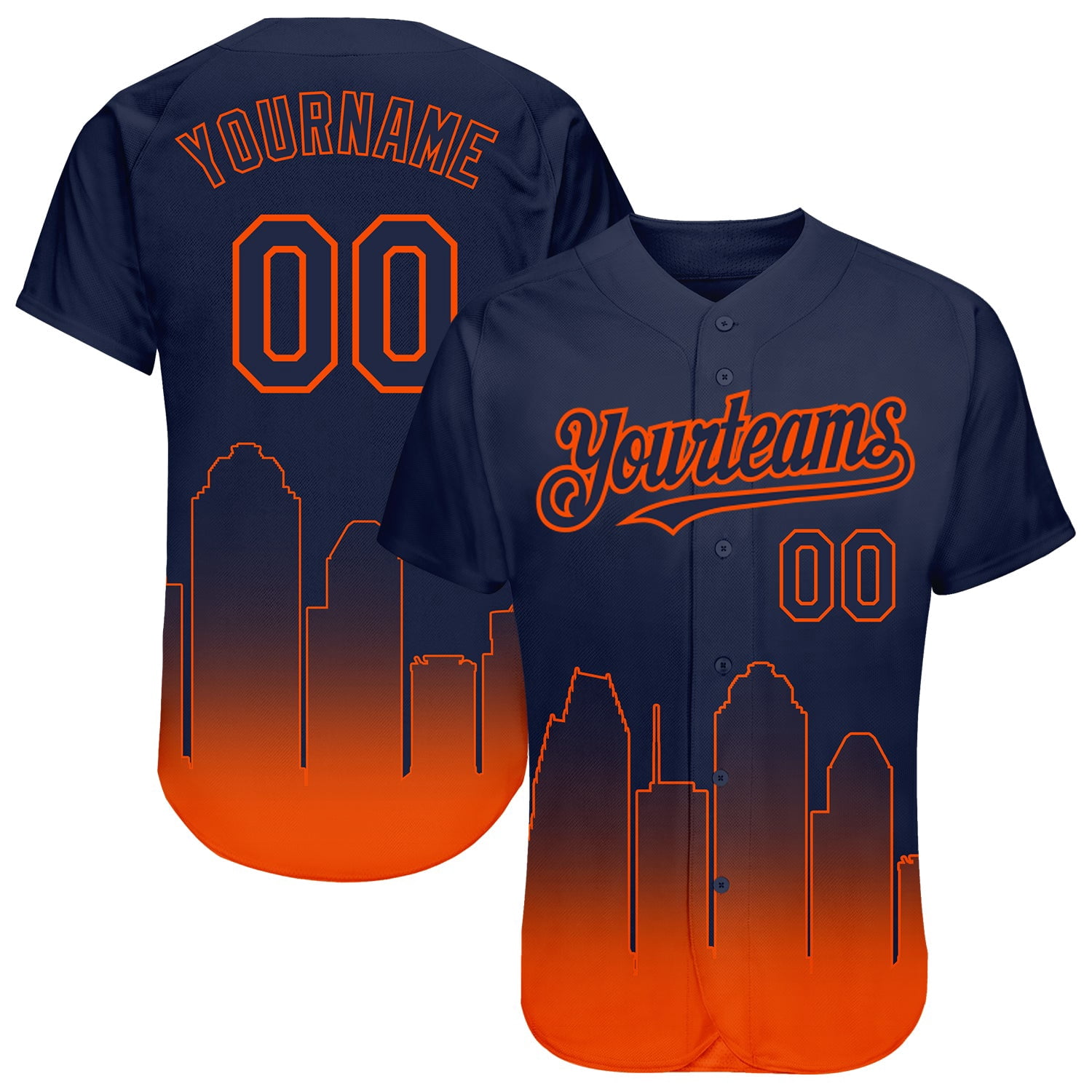 Custom Navy Orange 3D Houston City Edition Fade Fashion Authentic ...