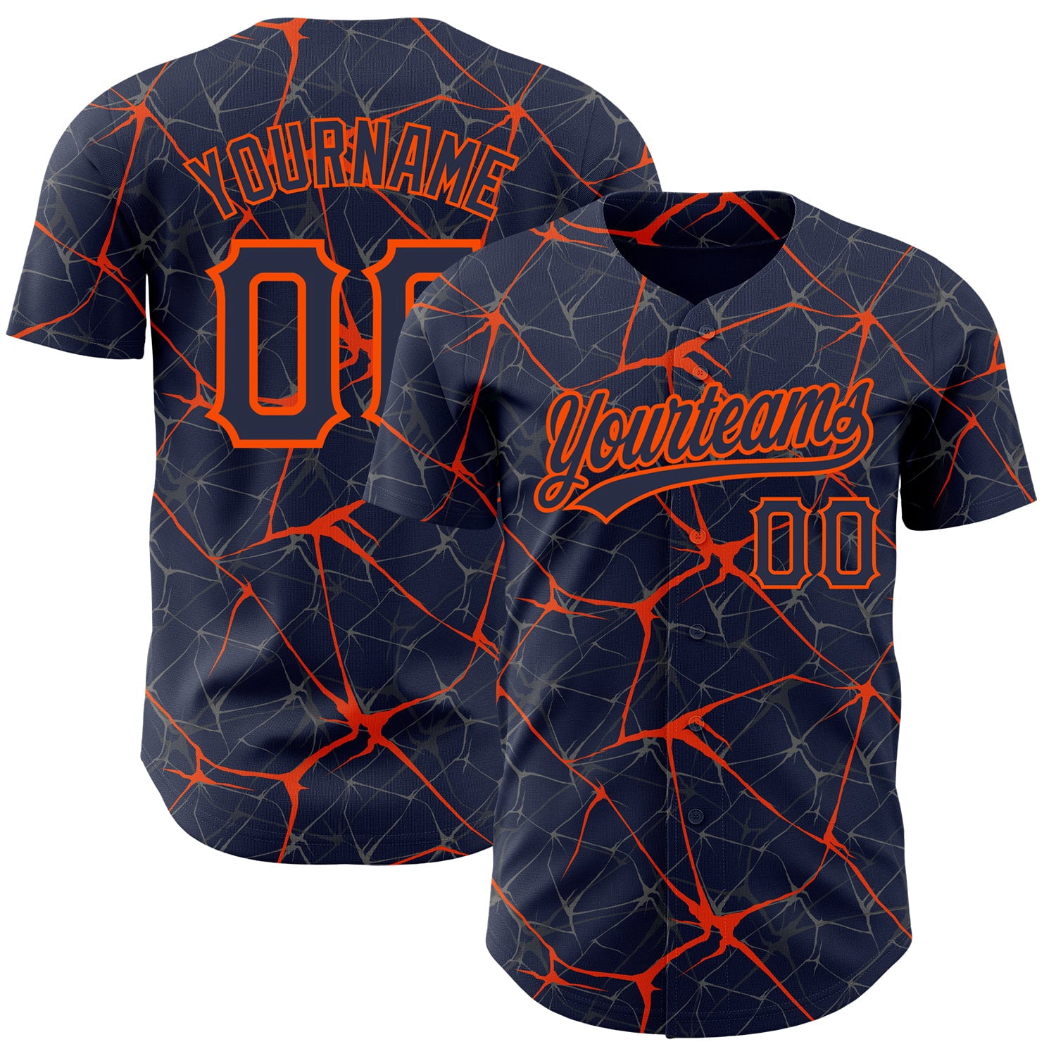 Custom Navy Orange 3D Pattern Design Abstract Network Authentic ...