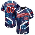 Custom Navy Red-White 3D Pattern Design Authentic Baseball Jersey - Hot ...