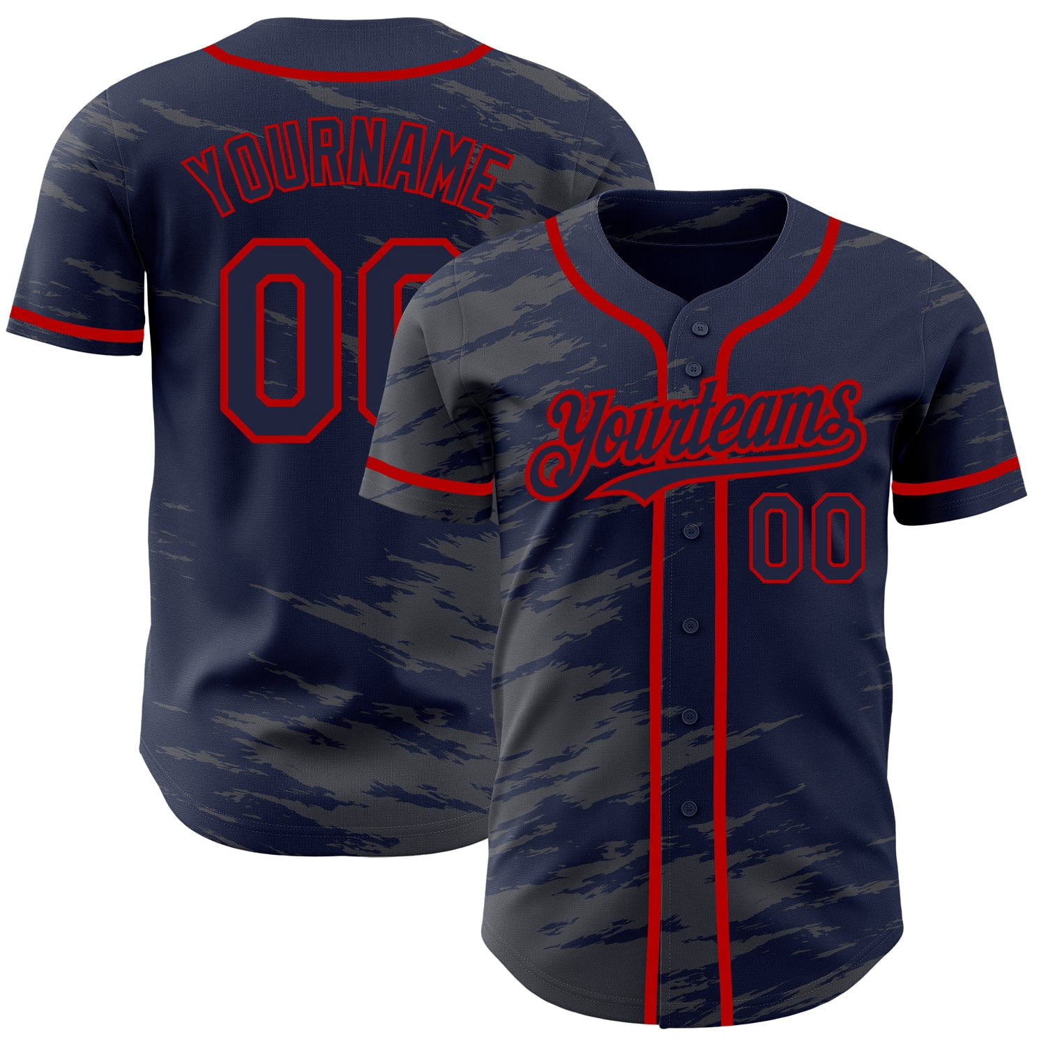 Custom Navy Steel Gray Splash Ink Red Authentic Baseball Jersey - Hot ...