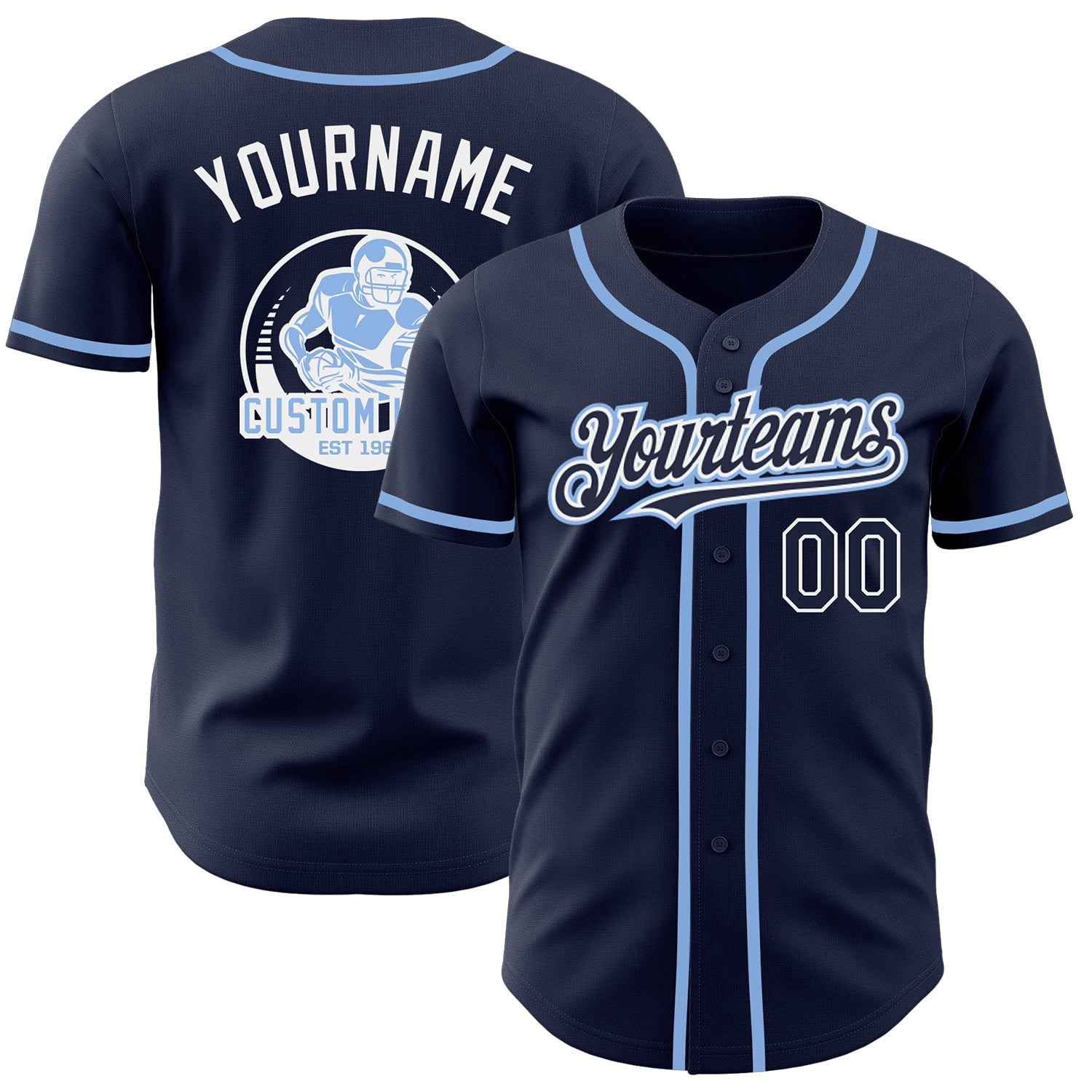 Custom Navy White-Light Blue Authentic Baseball Jersey - Hot Sale 2026 ...