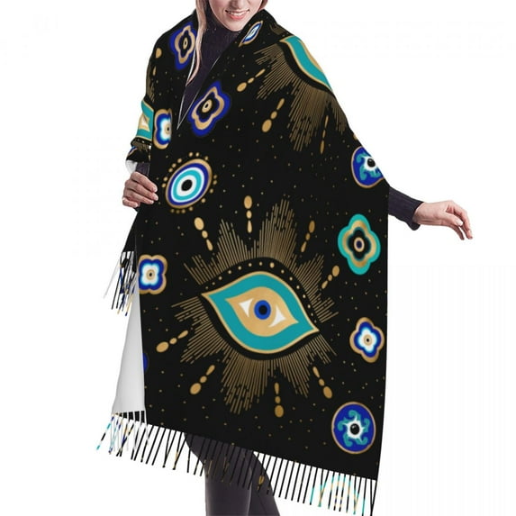 Custom Nazar Turkey Evil Eye Symbol Amulet Scarf Wrap Women Long Winter ...