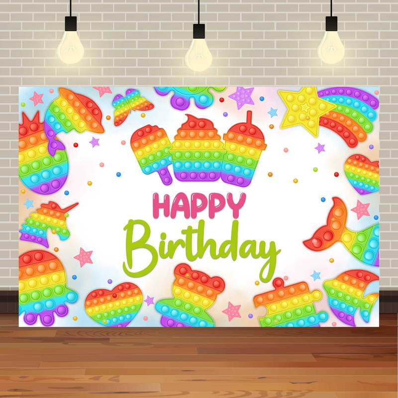Custom NeoBack Rainbow Pop Toy It Birthday Backdrop Colorful Summer ...