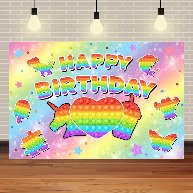 Custom NeoBack Rainbow Pop Toy It Birthday Backdrop Colorful Summer ...