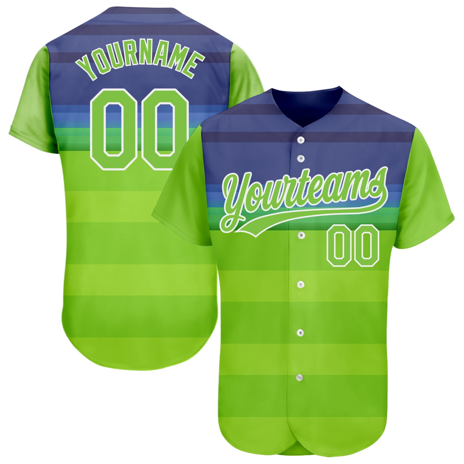 Custom Neon Green Neon Green-Royal 3D Pattern Design Authentic Baseball ...