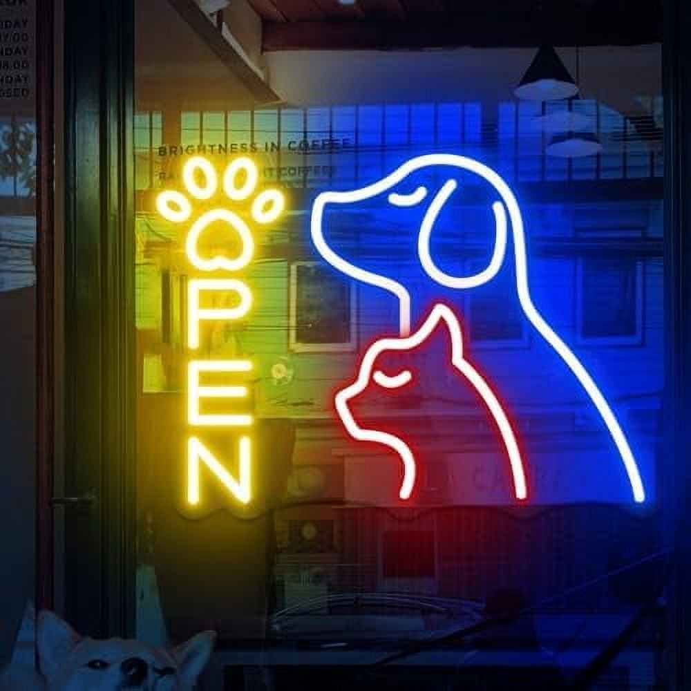 Custom Neon Open Sign for Pet Shop - LED Storefront Light with ...