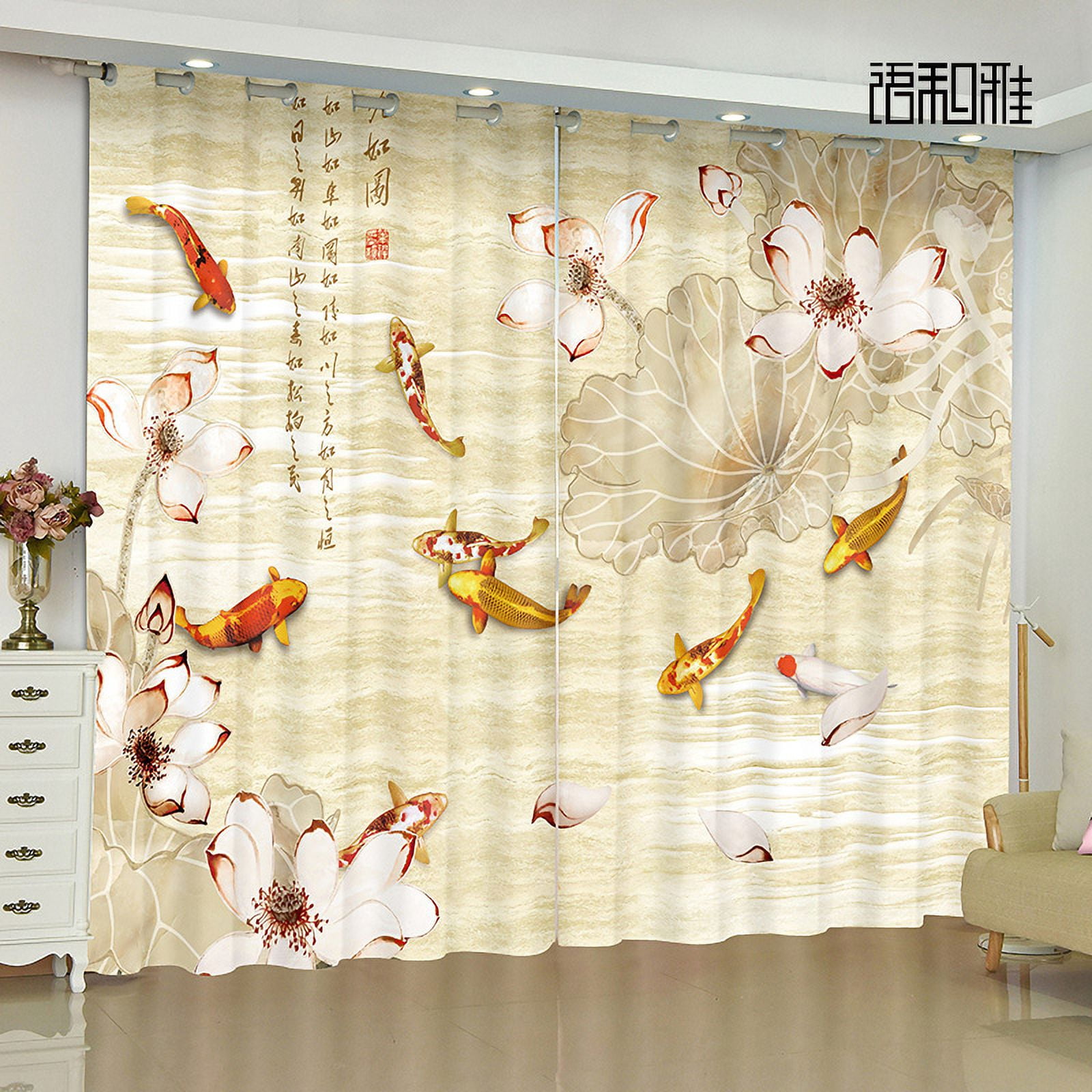 Custom New Chinese Curtain Fabric Home Luxury Peach Blossom Pattern ...