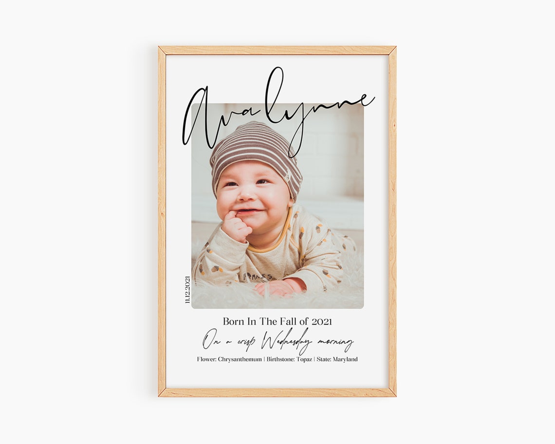 Custom Newborn Birth Stat Print, Personalized Newborn Poster, Baby ...