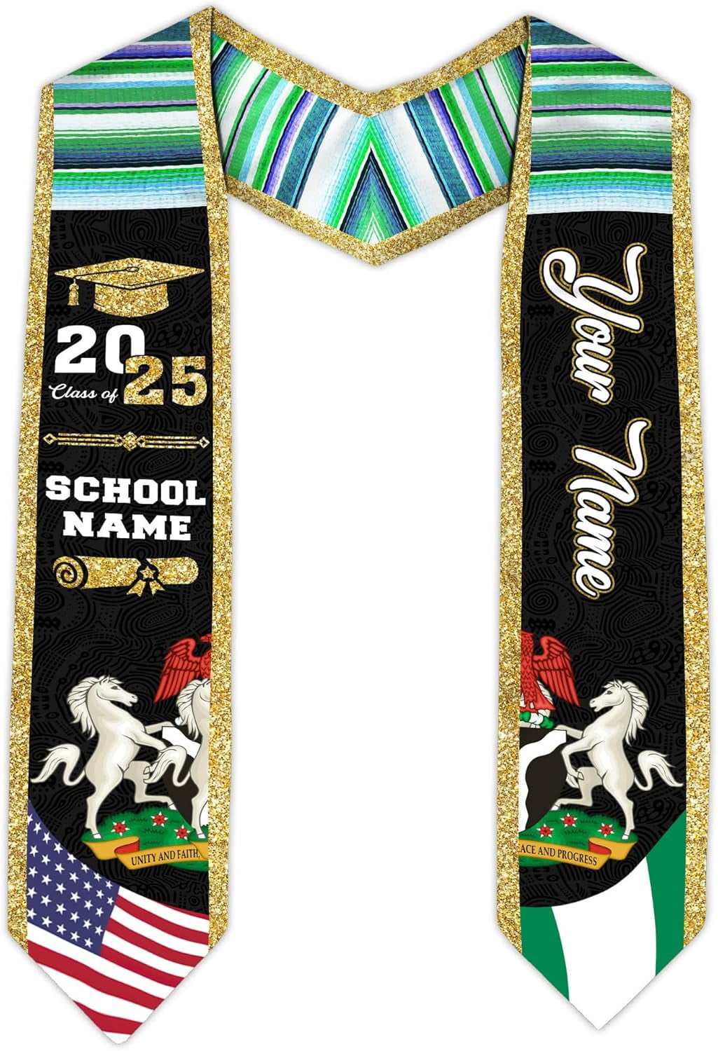 Custom Nigerian Graduation Sash, Nigeria Graduation Stole Customize ...