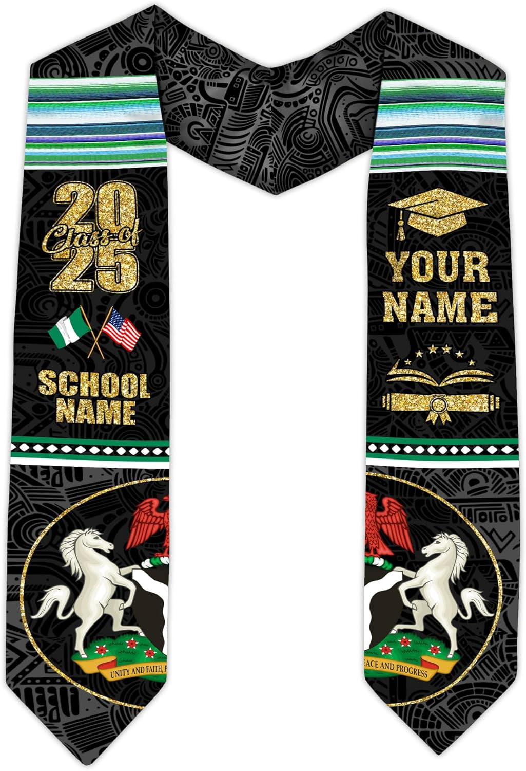Custom Nigerian Graduation Sash, Nigeria Graduation Stole Customize ...