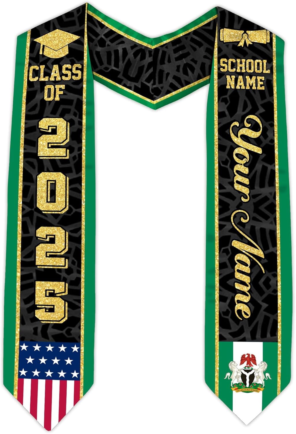 Custom Nigerian Graduation Sash Nigeria Graduation Stole Personalized ...