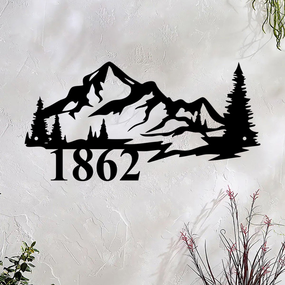 Custom Number Sign, Hills House Number Metal Sign,Mountains Metal ...