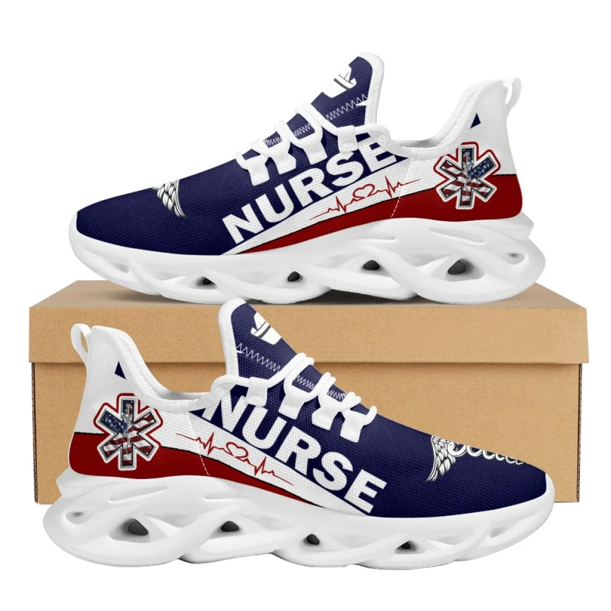 Custom Nurse EMT EMS Pattern Women's Casual Shoes Paramedic Woman Flats ...