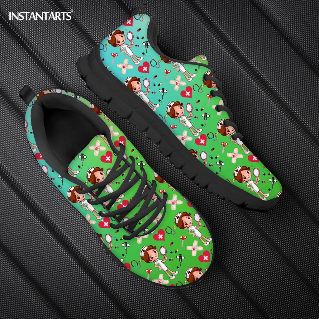 Custom Nurse Pattern Luxury Sneakers Women Woman Flats Jogging Shoes ...