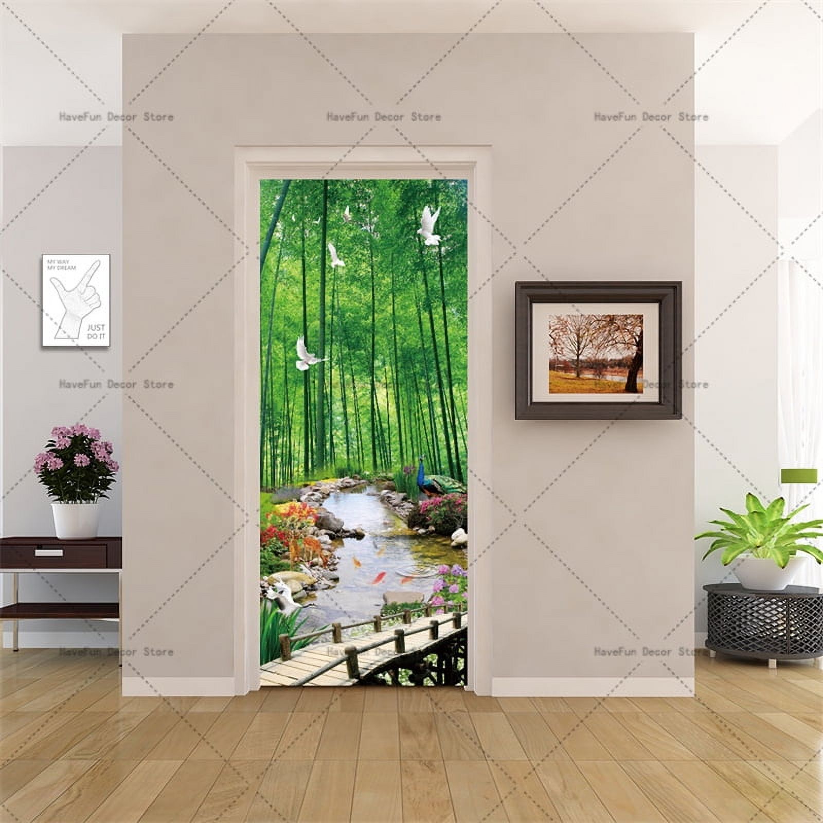 Custom Nuture Landscape 3d Door Sticker PVC Wallpaper Home Decor ...