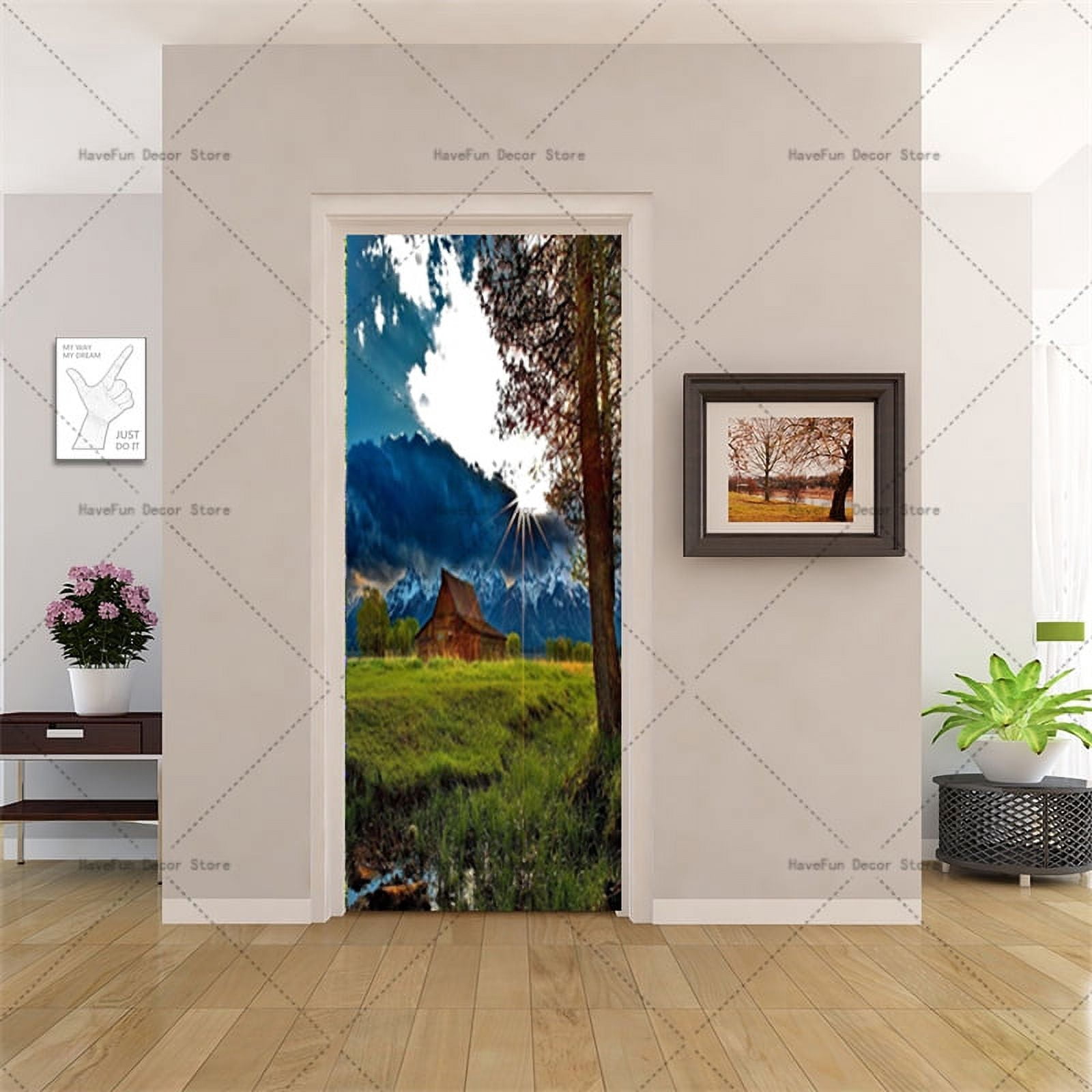 Custom Nuture Landscape 3d Door Sticker PVC Wallpaper Home r Entrance ...