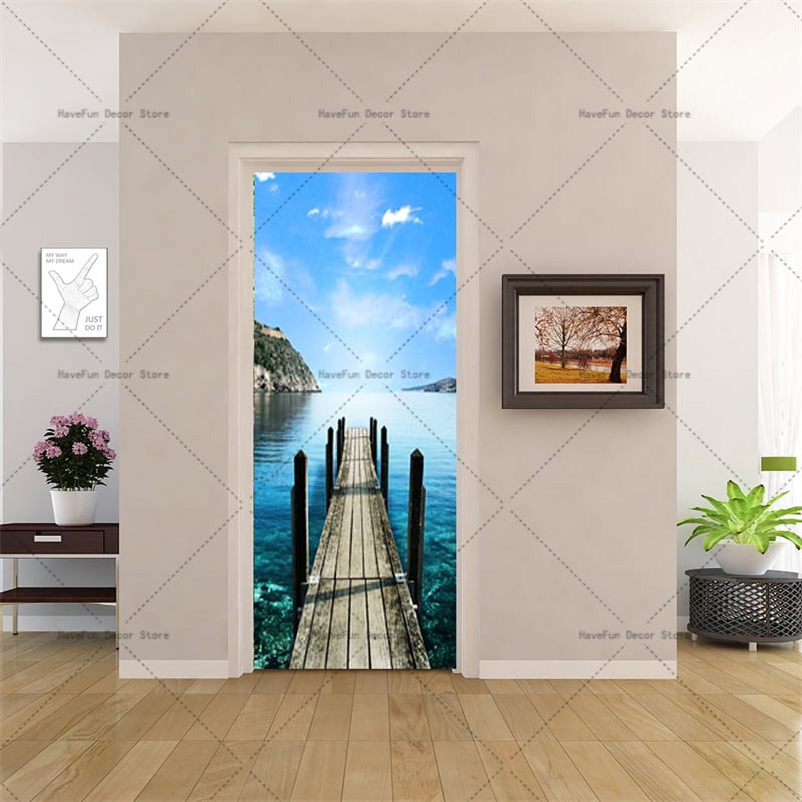 Custom Nuture Landscape 3d Door Sticker PVC Wallpaper Home r Entrance ...