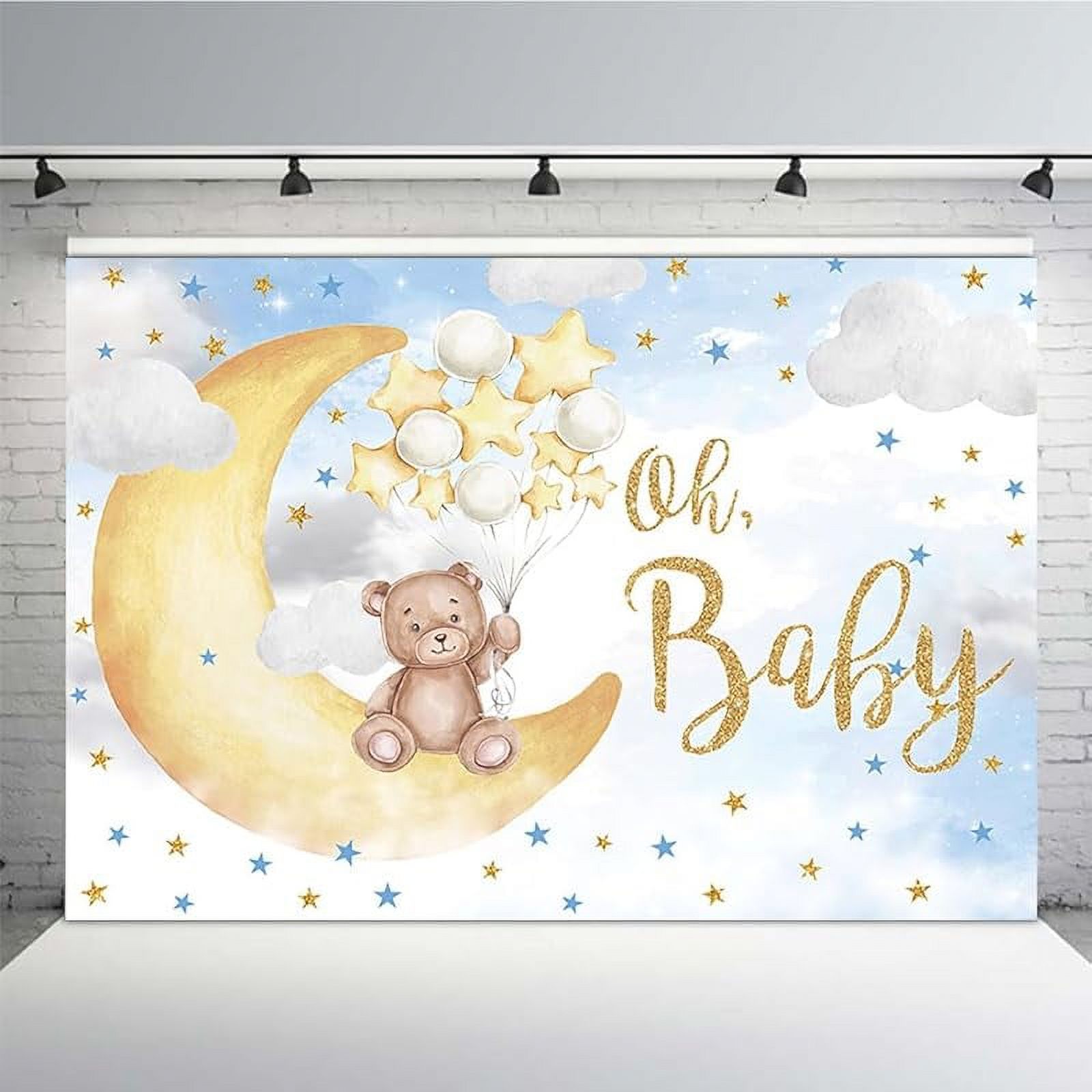 Custom Oh Baby Bear Backdrop for Baby Shower Gender Neutral Birthday ...
