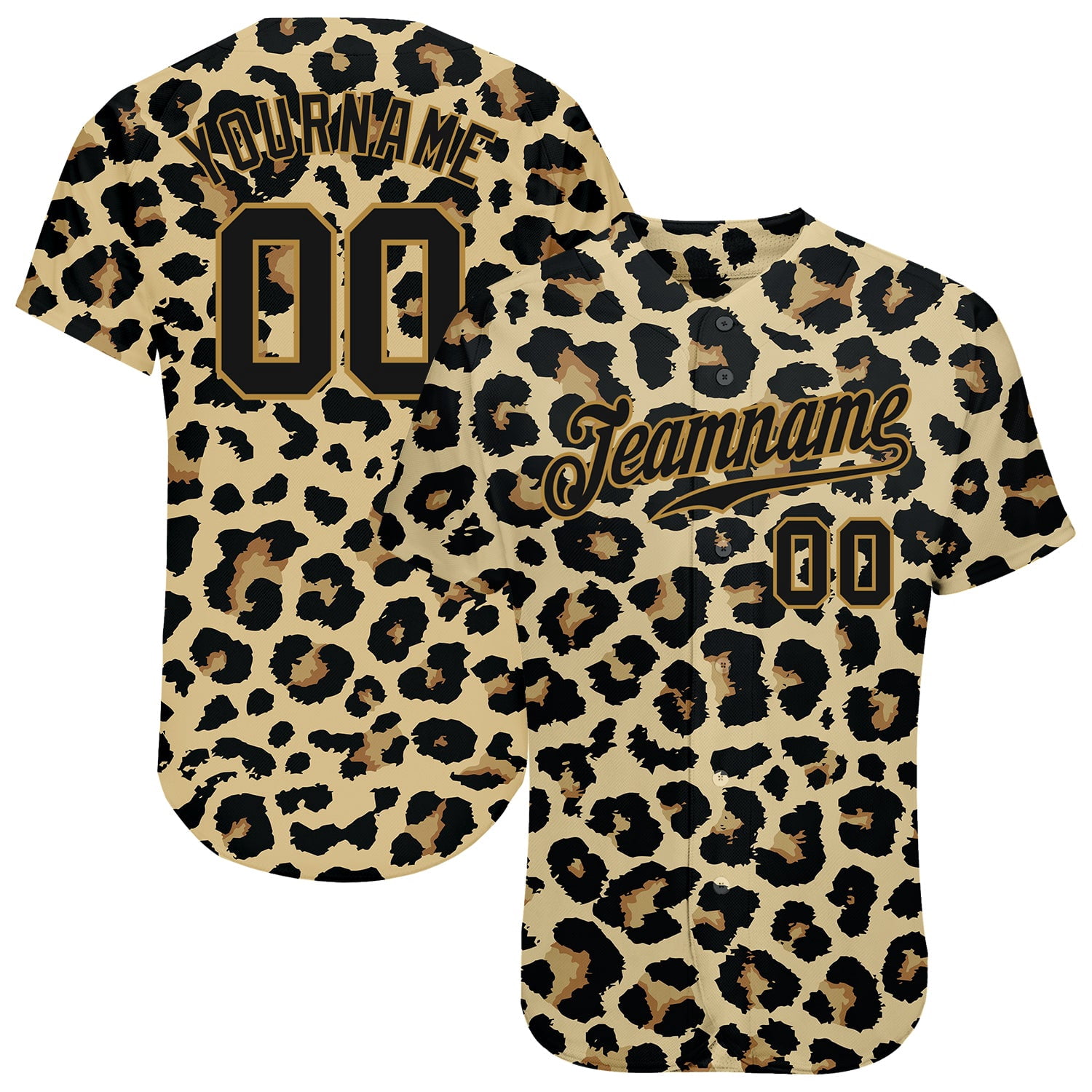 Custom Old Gold Black-Old Gold 3D Pattern Design Leopard Authentic ...