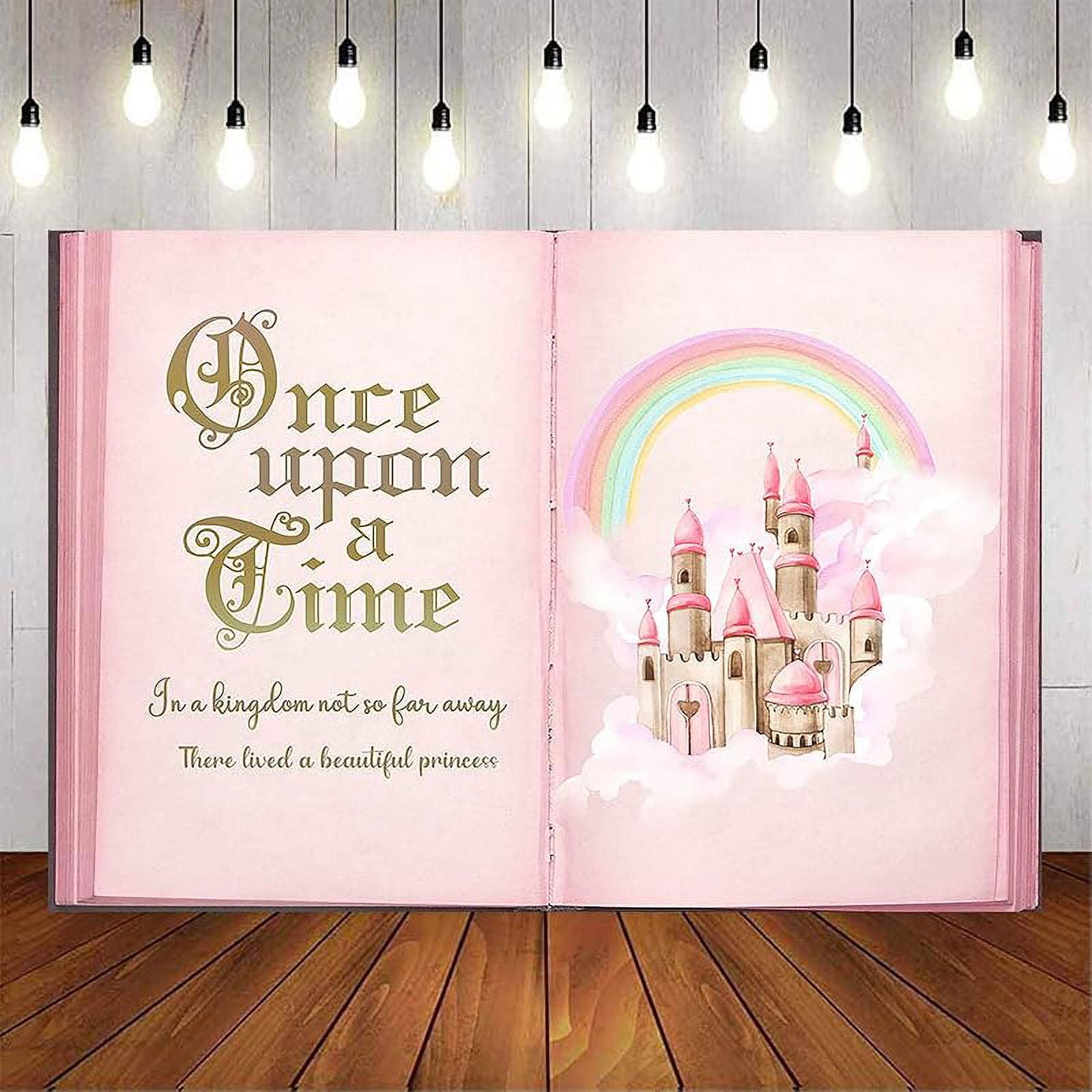 Custom Once Upon a Time Backdrop Pink Floral Gold Castle Princess ...