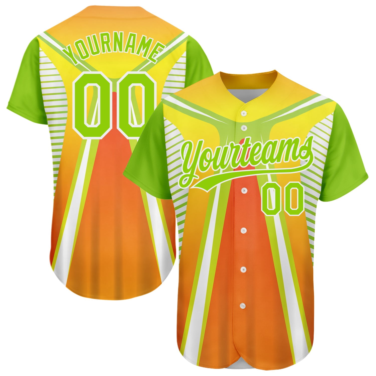 Custom Orange Neon Green-White 3D Pattern Design Abstract Sport ...