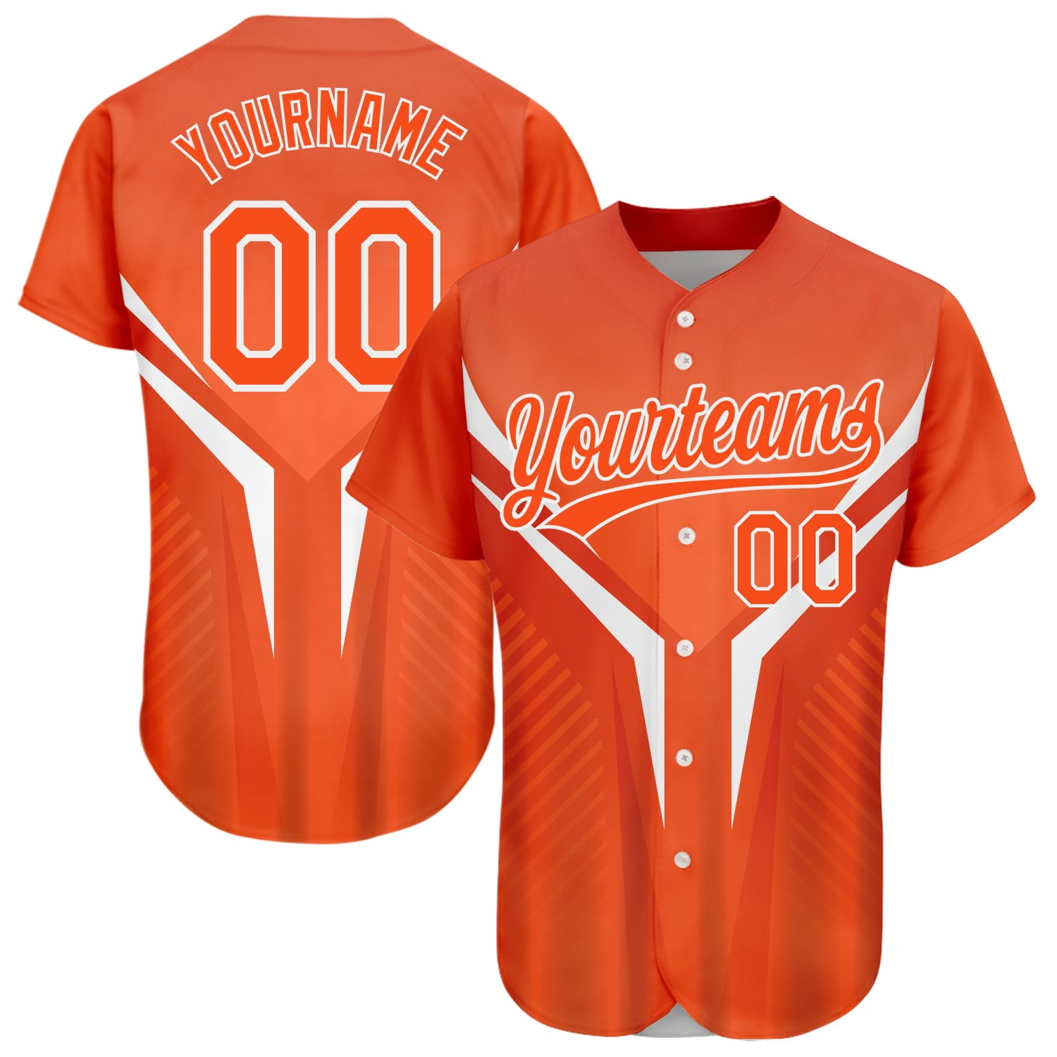 Custom Orange White 3D Pattern Design Abstract Sport Authentic Baseball ...