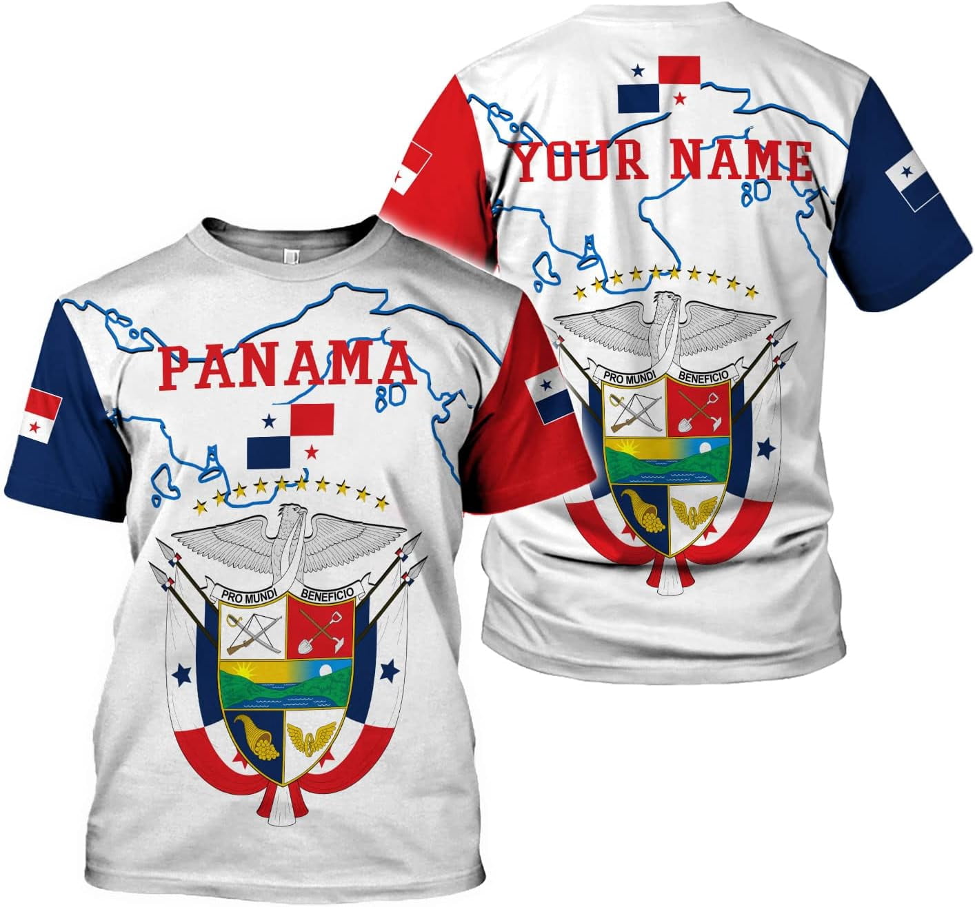 Custom Panama Shirts for Men 3D Panama Coat of Arms Shirts Panamanian ...